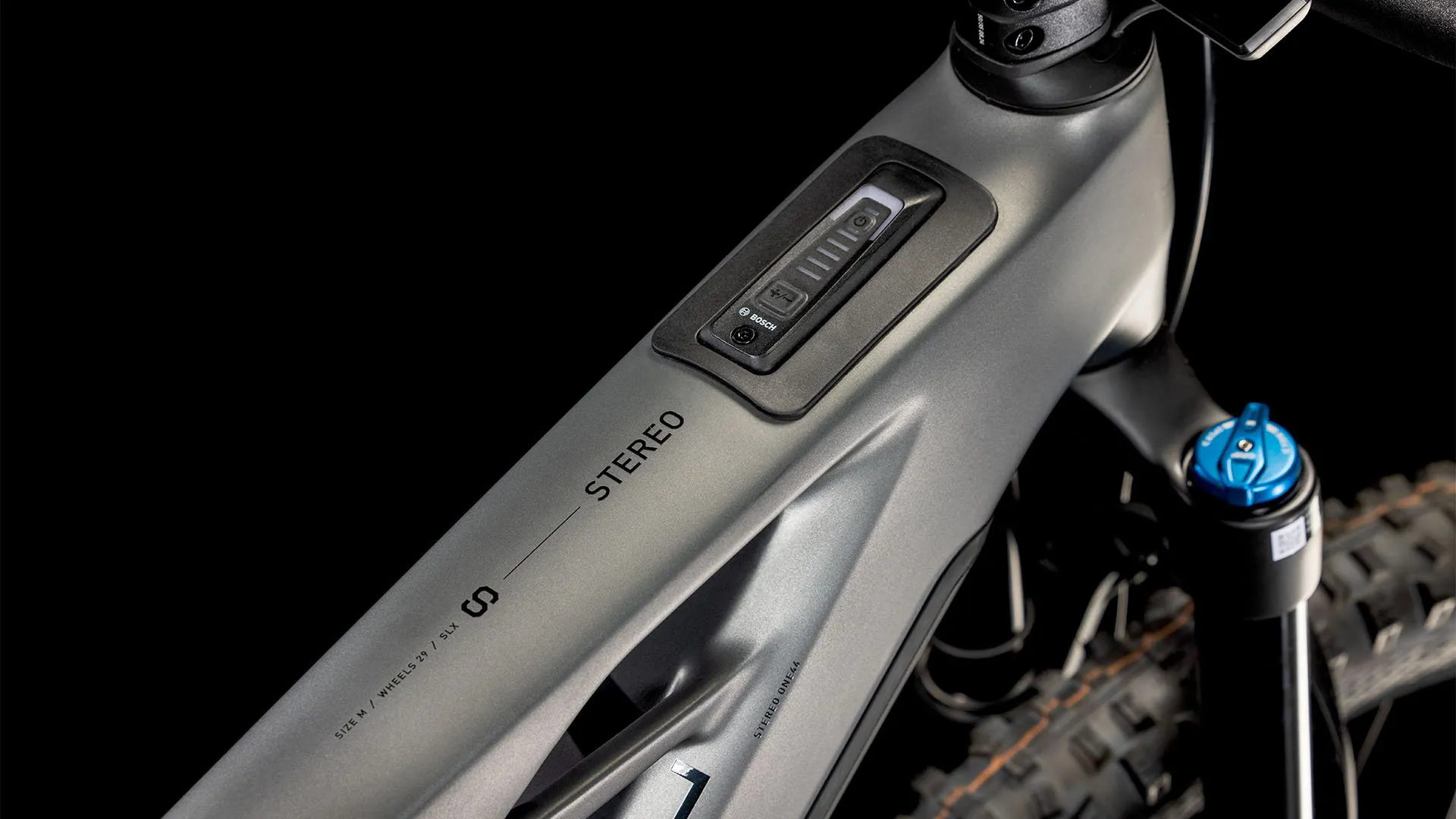 Cube Stereo Hybrid One44 HPC SLX 2025 Electric MTB - Slab Grey/Orange