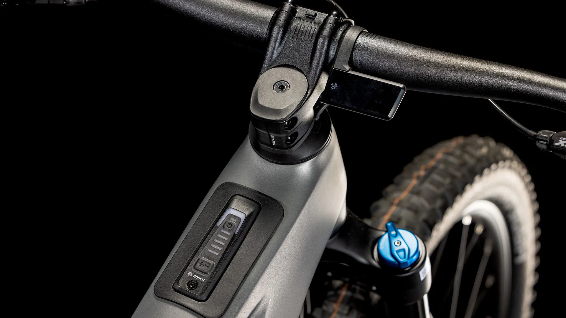 Cube Stereo Hybrid One44 HPC SLX 2025 Electric MTB - Slab Grey/Orange